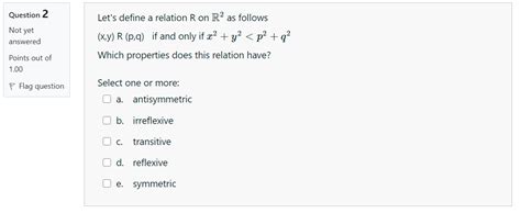solved question 2 not yet answered let s define a relation