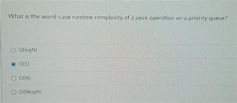 Solved What Is The Worst Case Runtime Complexity Of A Peek