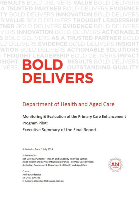 Primary Care Enhancement Program Evaluation Report Executive Summary Australian Government