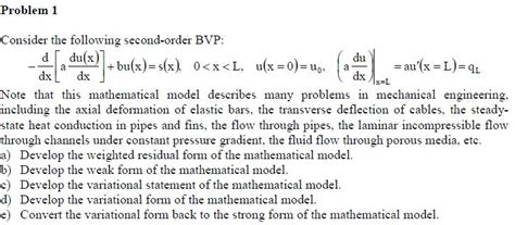 Problem 1 Consider The Following Second Order Bvp