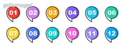 number pointer vector set bullet points numbers marker from 1 to 12