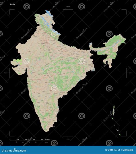 India Shape On Black Topo Standard Stock Illustration Illustration Of Division Coordinates