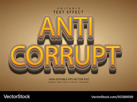 Anti Corrupt Editable Text Effect 3 Dimension Vector Image