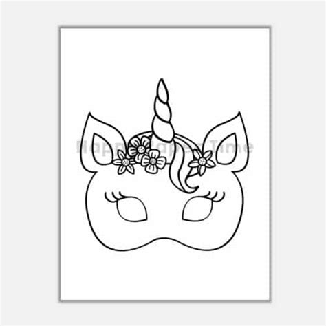 Unicorn Mask Printable For Coloring Paper Craft By Happy Paper