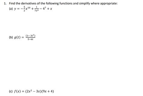 Solved Find The Derivatives Of The Following Functions Chegg
