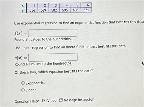 Solved Use Exponential Regression To Find An Exponential Chegg