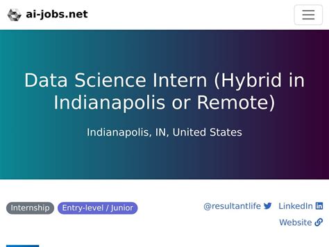 [hiring][internship] data science intern hybrid in indianapolis or