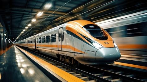 Premium Ai Image White And Silver Train On The Track