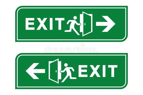 Green Exit Sign Collection With Walking Man Icon Flat Style Vector Illustration For Safety Green Exit Sign Collection With Walking Man Icon Flat Style Vector Illustration For Safety