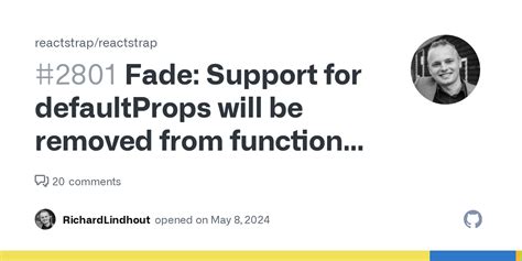 Fade Support For Defaultprops Will Be Removed From Function Components In A Future Major