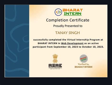 tanay singh on linkedin webdevelopment bharatintern internship