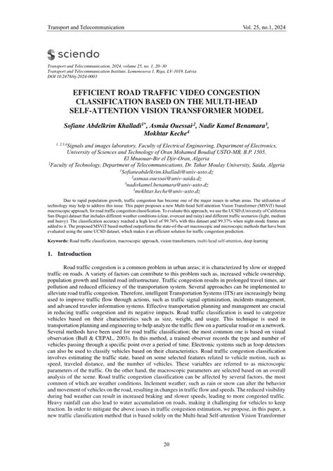Pdf Efficient Road Traffic Video Congestion Classification Based On The Multi Head Self