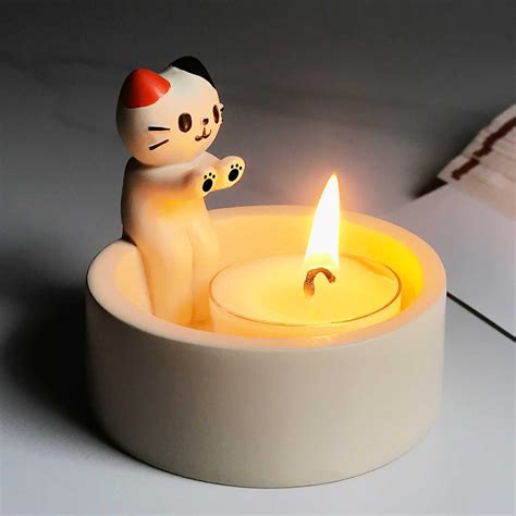 Cartoon Kitten Candle Holder Cute Cat Candle Holder