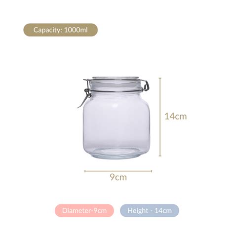 Airtight Glass Jars With Clip Lids Set Of 4 1000ml Online Premium Jar