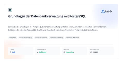 Grundlagen Der Datenbankverwaltung Mit Postgresql Labex