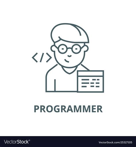 Programmer Line Icon Linear Concept Royalty Free Vector