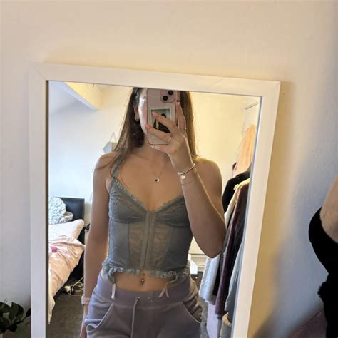 Urban Outfitters Blue Lace Corset Good Condition Depop