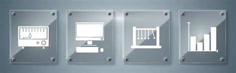 Set Pie Chart Infographic Pendulum Computer Monitor With Keyboard And Mouse And Electrical