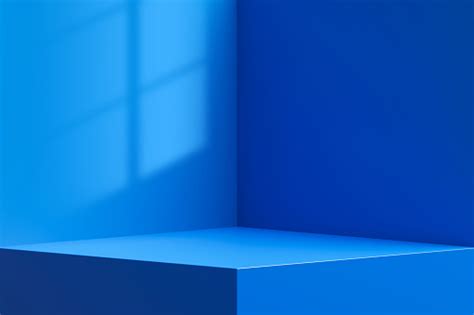 내부 코너 벽 방 파란색 3d 배경 추상 창 조명 무대 장면 또는 빈 제품 스튜디오 쇼룸 디스플레이 및 빈 프레젠테이션 연단