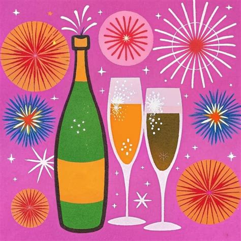 A Pink Background With A Bottle Of Champagne And Two Glasses Of