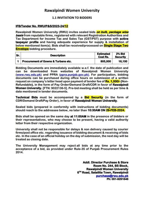 Tender Notice Procurement Of Gowns And Turbans Rwuedupk