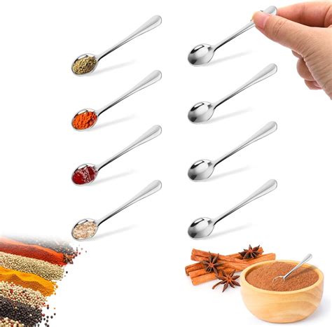 8pcs Tiny Spoons For Spices Jars 2 9 Inch Small Stainless Steel Spoons Cute Mini