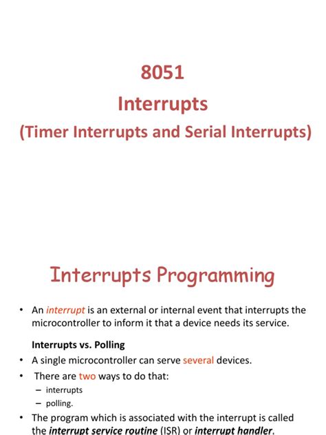 8051 Interrupts Timer Interrupts And Serial Interrupts Pdf Microcontroller Office Equipment