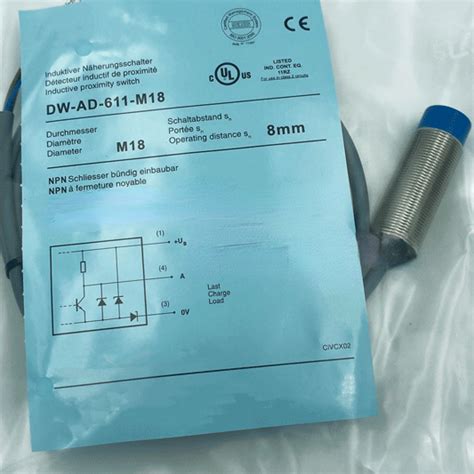 Inductive Proximity Switch Dw Ad 611 M18 Dc Three Wire Npn Normally Open Sensor