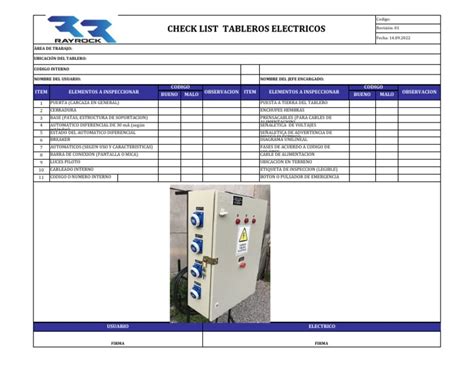 Check List Tableros Electricos Pdf Bienes Manufacturados