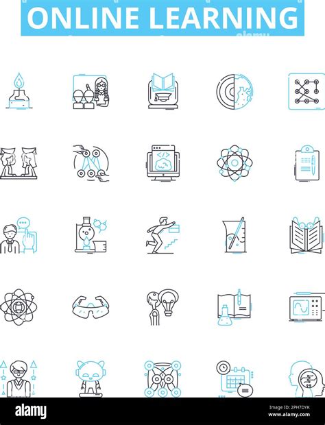 Online Learning Vector Line Icons Set Elearning Virtual Remote Digital Online Courses