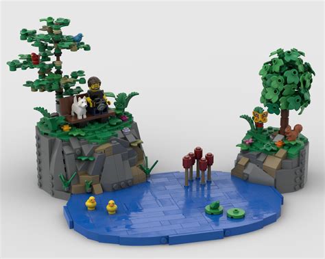 Lego Moc A Bench On A Lake By Rovivruselos Rebrickable Build With Lego