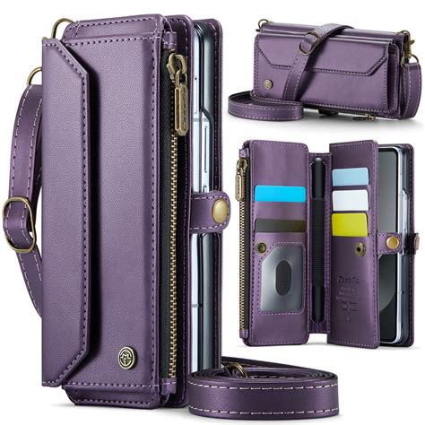 Allytechgroup Crossybody Purse Wallet Case For Samsung Galaxy Z Fold Rfid Blocking Zipper