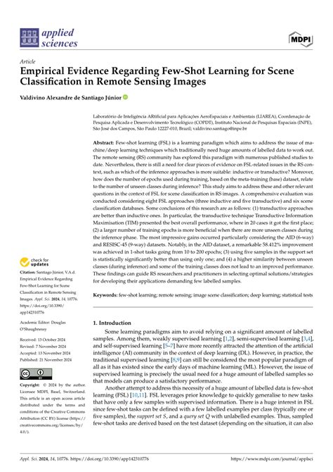 Pdf Empirical Evidence Regarding Few Shot Learning For Scene Classification In Remote Sensing
