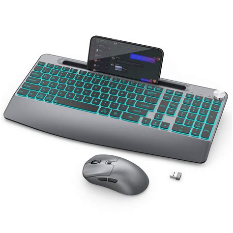 Wireless Keyboard And Mouse Backlits Full Sized Ergonomic Lighted Keyboard With Wrist Rest