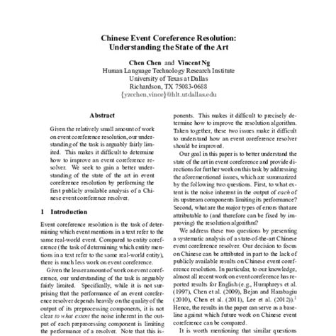 Chinese Event Coreference Resolution Understanding The State Of The Art Acl Anthology