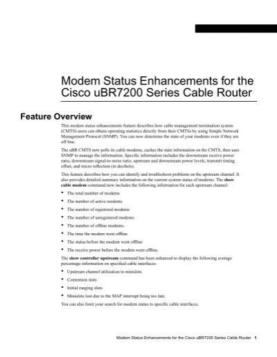 Modem Status Enhancements For The Cisco UBR7200 Docs Mind Ru