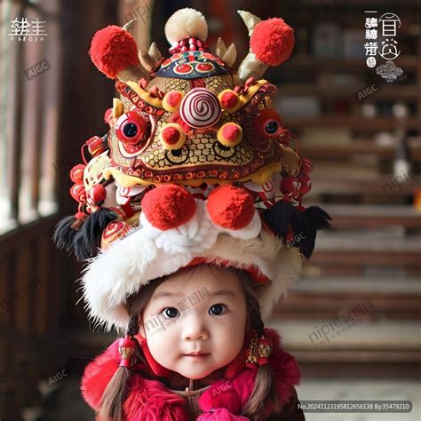 Ai创作图虎头帽小孩 童帽虎头帽 儿童虎头帽 开心虎头帽萌娃 虎头童帽 虎头帽福娃 彝族儿童虎头帽 虎头帽女孩 聚宝盆虎头帽 清代儿童虎头帽