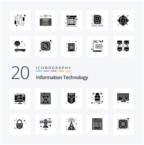 Premium Vector | 20 information technology solid glyph icon pack like network cyber notification ...