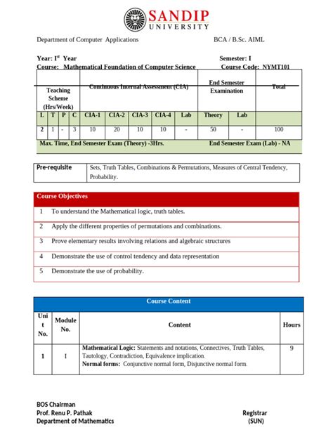 Maths Syllabus Fy Bsc Cs Pdf Set Mathematics Mathematics