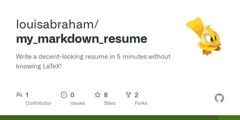 GitHub Louisabraham My Markdown Resume Write A Decent Looking Resume In Minutes Without