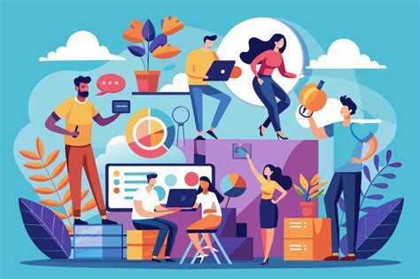Premium Vector A Diverse Team Of Six People Collaborate On Business