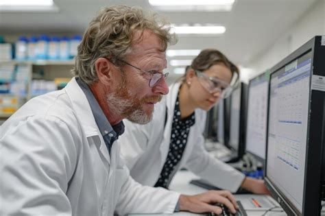 Premium Photo A Man And Woman Are Looking At A Computer Screen