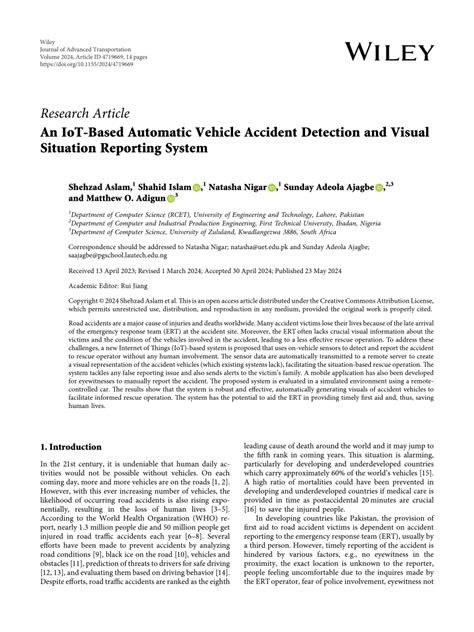 PDF An IoT Based Automatic Vehicle Accident Detection And Visual Situation Reporting System