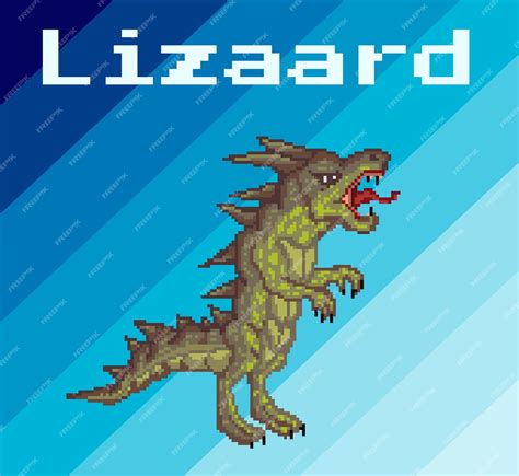 애니메이션 및 게임 Aseprite 스프라이트 시트에서 사용할 준비가 된 도마뱀 픽셀 아트 캐릭터 프리미엄 벡터