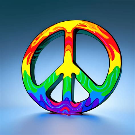 3d Quirky Rainbow Peace Doodle Z Brokatem I Wolumetryczną Lekką Aurą