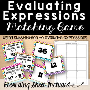 Evaluating Expressions Matching Game By Count On Me TpT