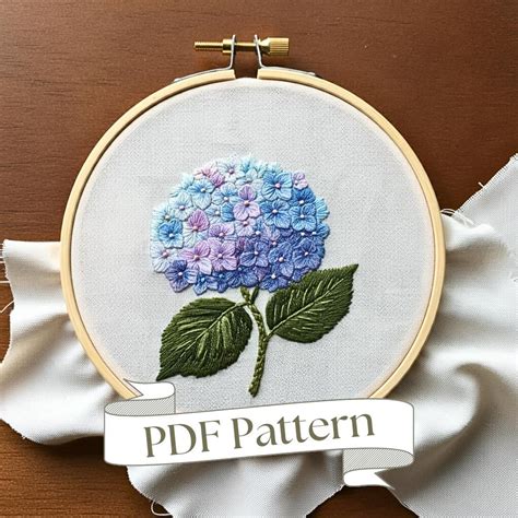 Hydrangea Embroidery Pattern Easy Floral Diy Pdf Pattern Etsy