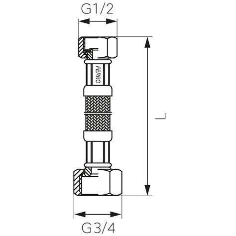 Оплетен в неръждаема стомана шлаух 3/4”x1/2” мъжко-мъжко
