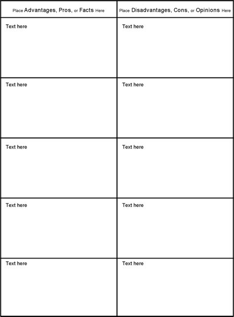 T Chart Template Template Free Download Speedy Template