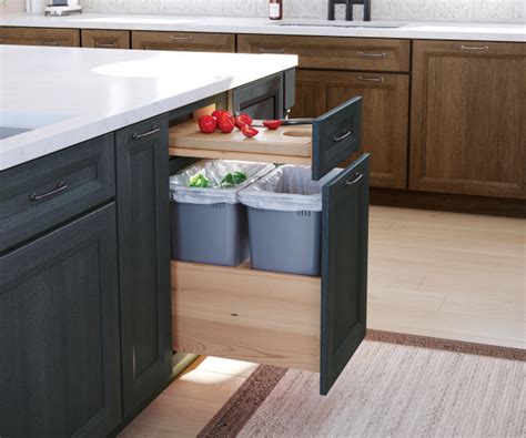 Yorktowne Cabinetry Trash Bin With Integrated Chopping Block